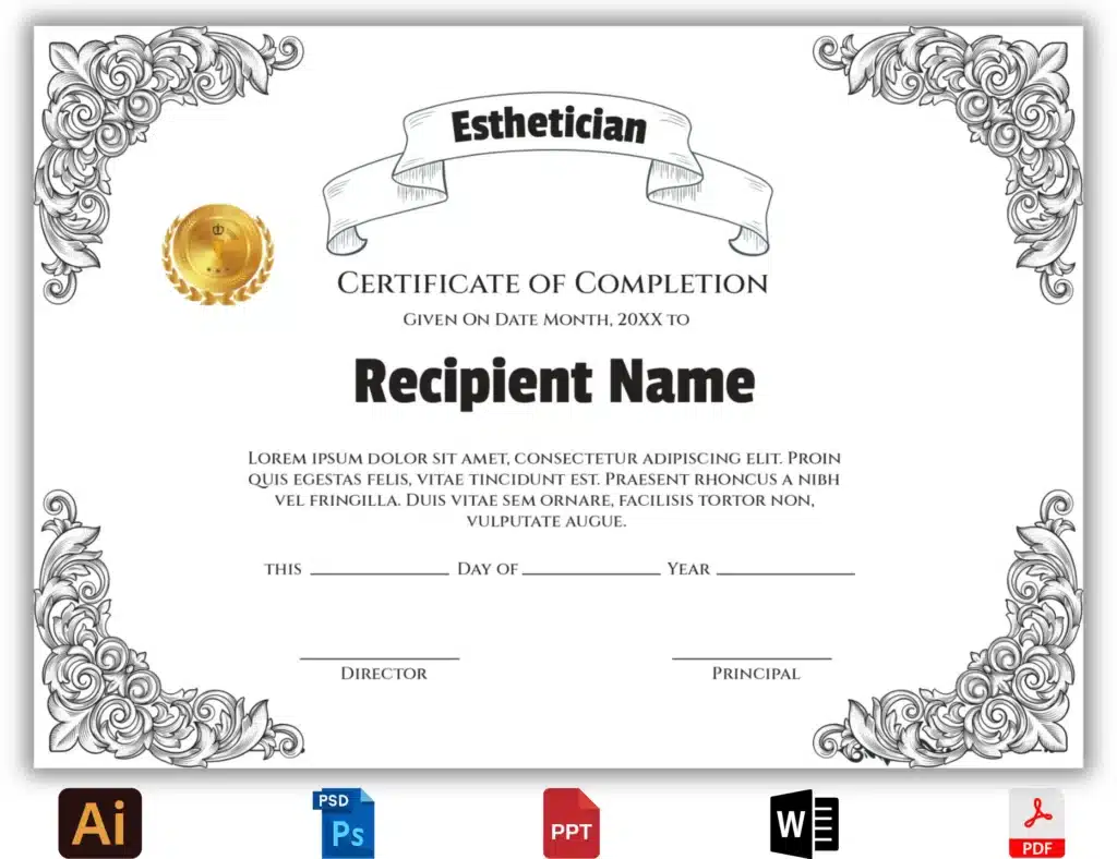 Esthetician Certificate of Completion - 99diploma.com