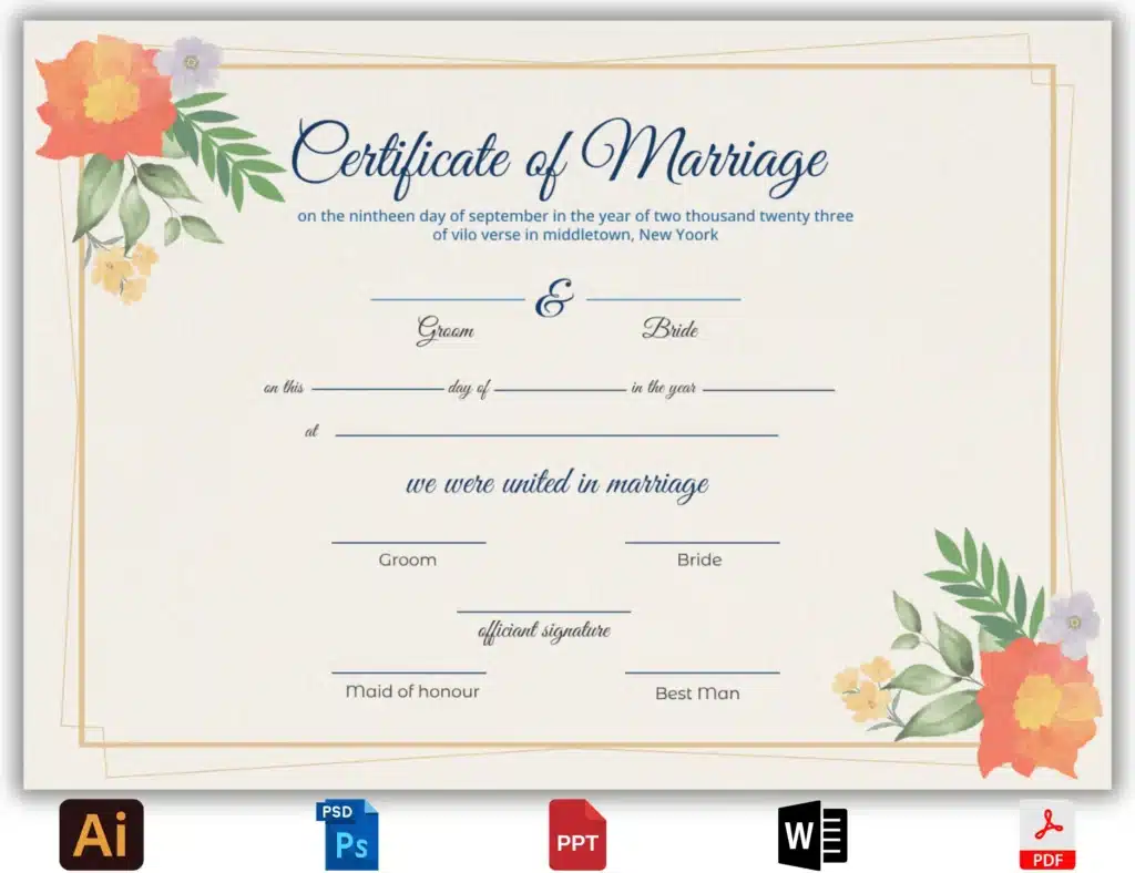 Printable Certificate of Marriage - 99diploma.com