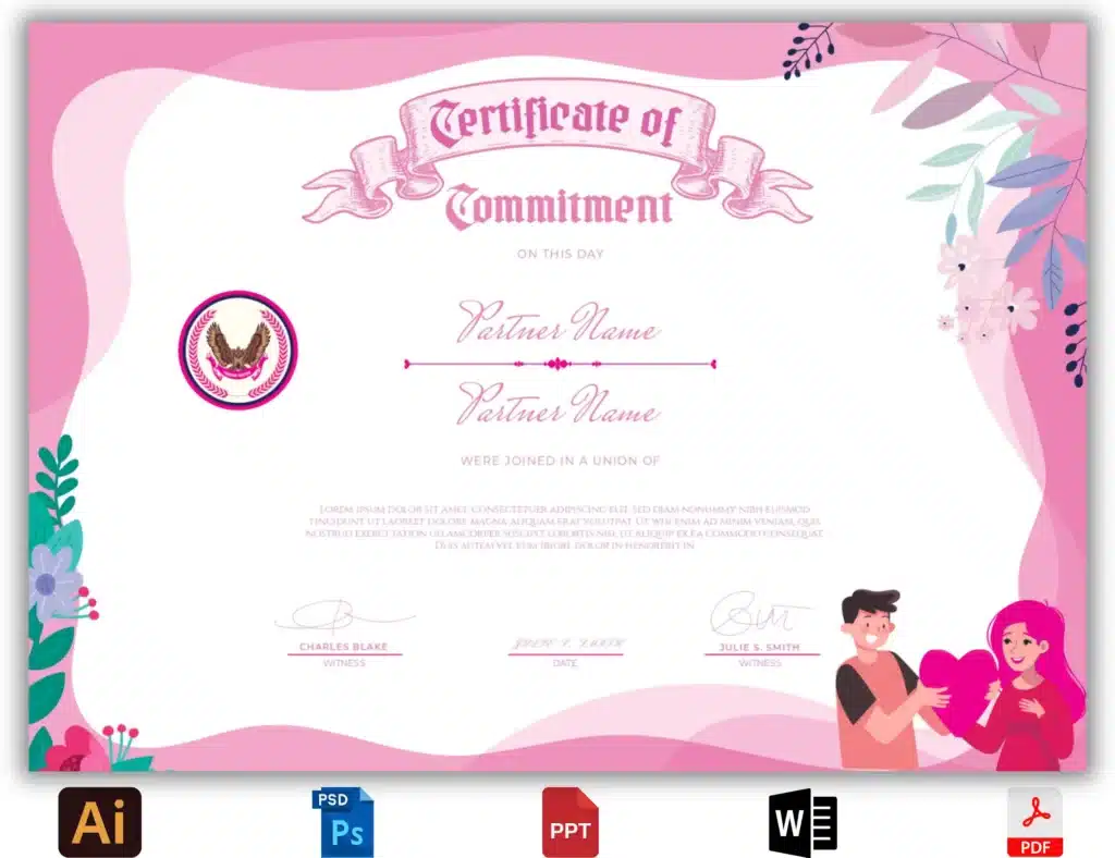 Personalized Pink Certificate of Commitment - 99diploma.com